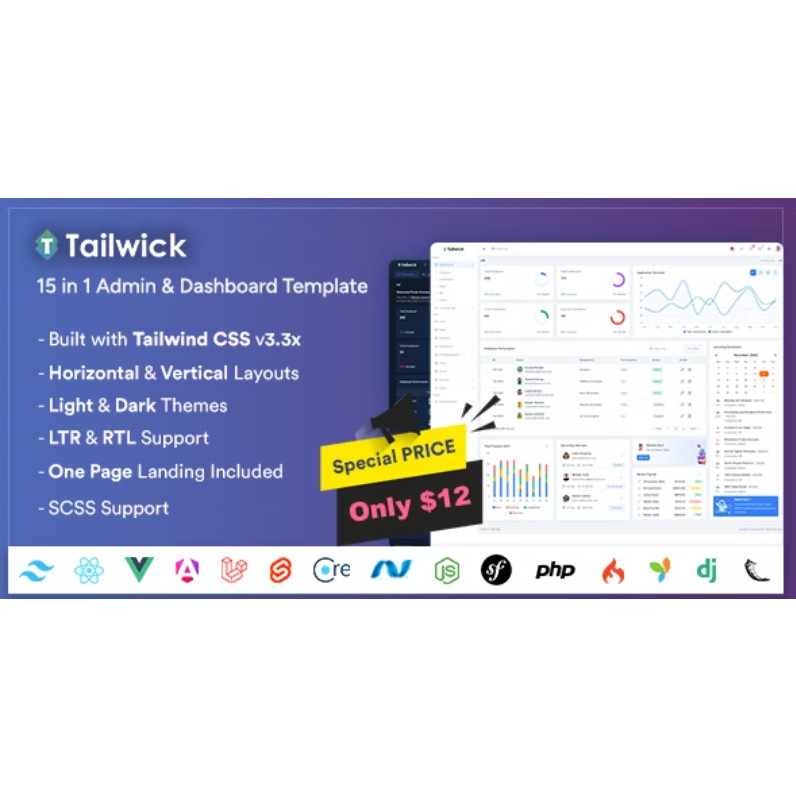 Jual Tailwick v1.1.0 - Tailwind CSS 15 in 1 Admin Dashboard Template ...