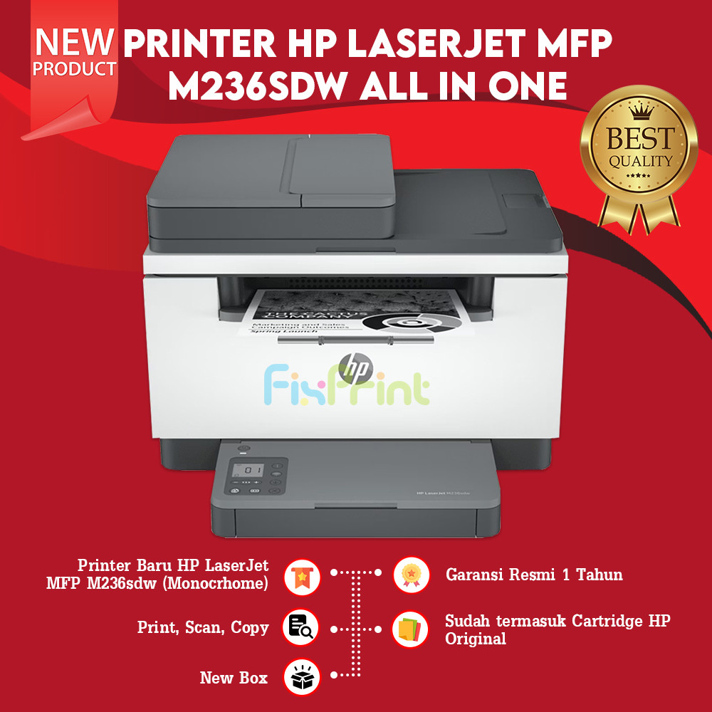 Jual Printer HP LaserJet MFP M236sdw Monocrhome AIO Print Scan Copy Multifungsi Wifi ADF Duplex ...