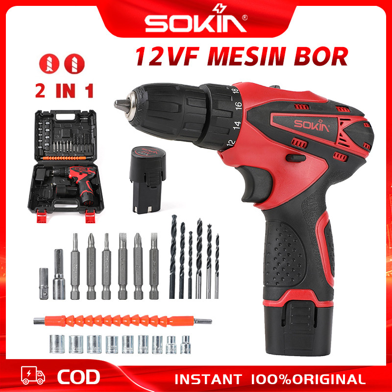 Jual SOKIN Tools Mata Bor Perkusi Kapasitas Baterai Besar Kotak ...