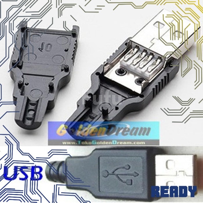 Jual Soket USB kosong tipe jantan - USB socket connector male plug ...