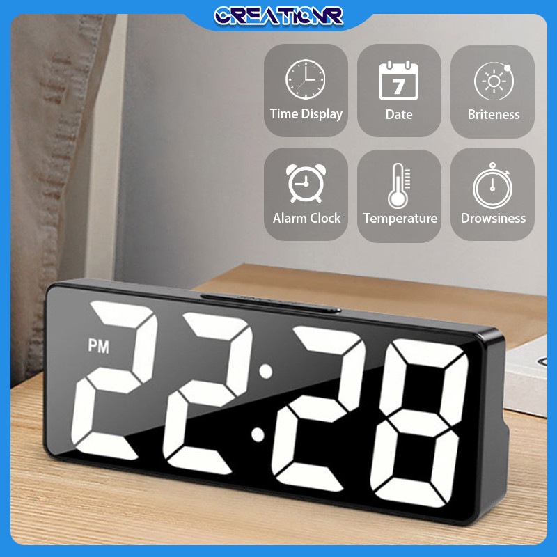 Jual Jam Meja Digital/jam Dinding Digital Led/jam Weker Alarm Aesthetic ...