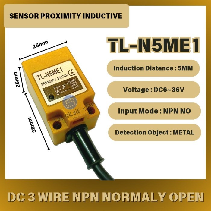 Jual SENSOR INDUCTIVE PROXIMITY TL-N5ME1 NPN NO NORMALY OPEN 3 WIRE 6-36VDC JARAK DETEKSI 5MM ...
