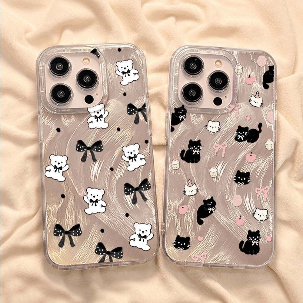 Jual Black Polka Dot Bow Case For iPhone 15 11 13Pro Max 14 Plus 11 12 13 iPhoneX Xs Max XR ...