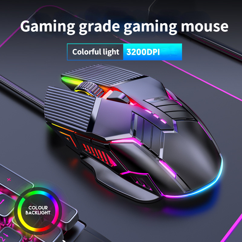 Jual 3200DPI Ergonomic Wired Gaming Mouse USB Mouse Gaming RGB Mause ...