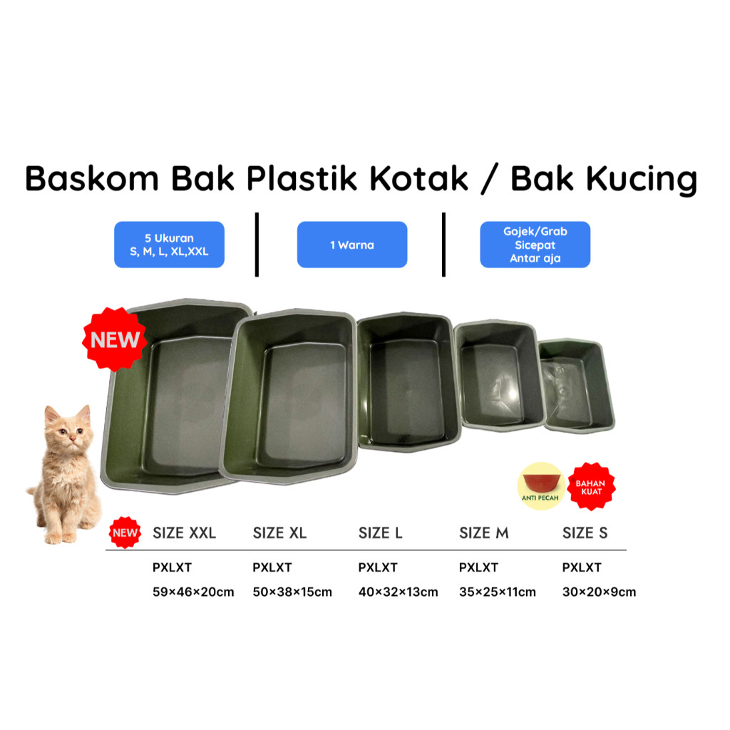 Jual BASKOM BAK KUCING PLASTIK KOTAK/BAK PLASTIK (ELP) | Shopee Indonesia