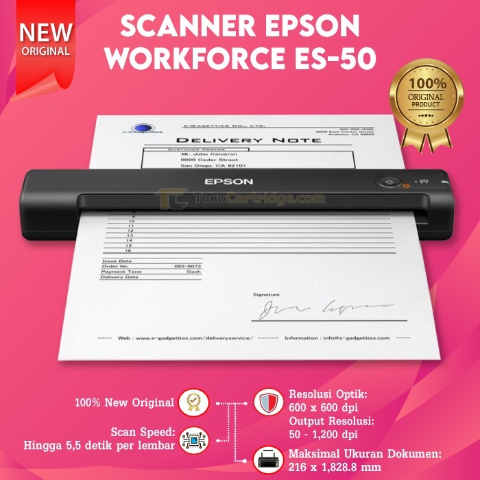Jual Scanner Epson WorkForce ES-50 Sheetfed Portable Document Scanner Brother DS-640 Compact ...