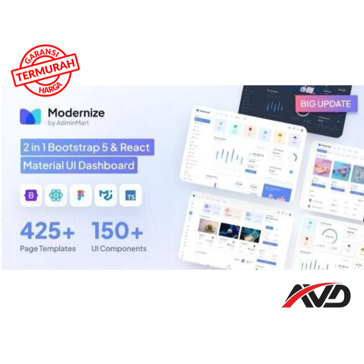 Jual Modernize Bootstrap 5 & React MUI Admin Dashboard | Shopee Indonesia