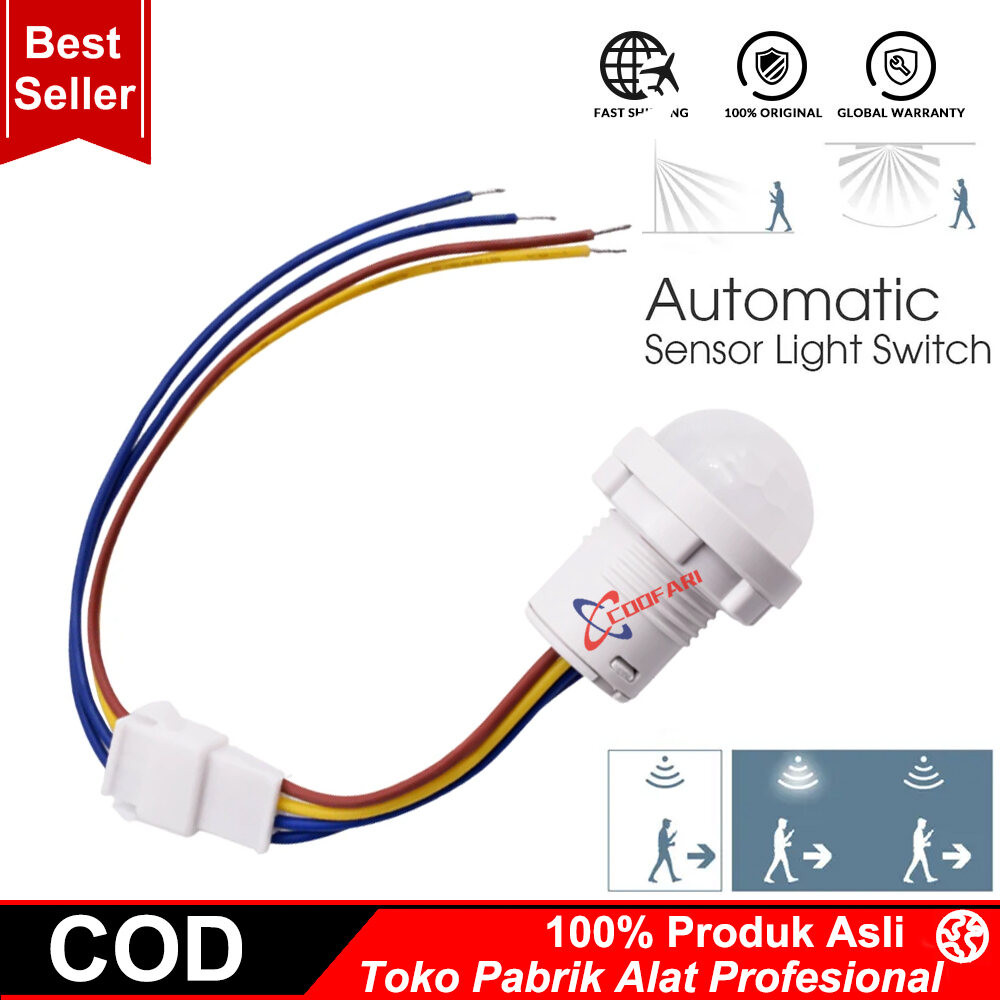Jual Saklar Otomatis Sensor Gerak Motion PIR Detector AC 220V Auto On ...