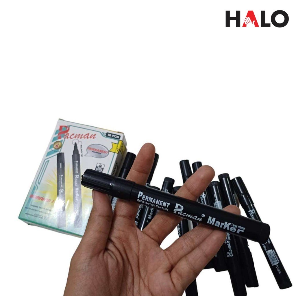 Jual HALO6 SPIDOL MARKER PERMANET PACMAN 12 pc | Shopee Indonesia