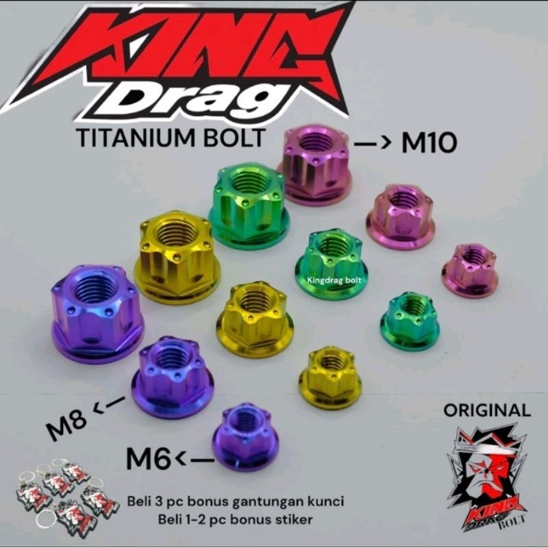 Jual COD Mur Baut TITANIUM Bolong M6 Drat Baut 10 Original Made In ...