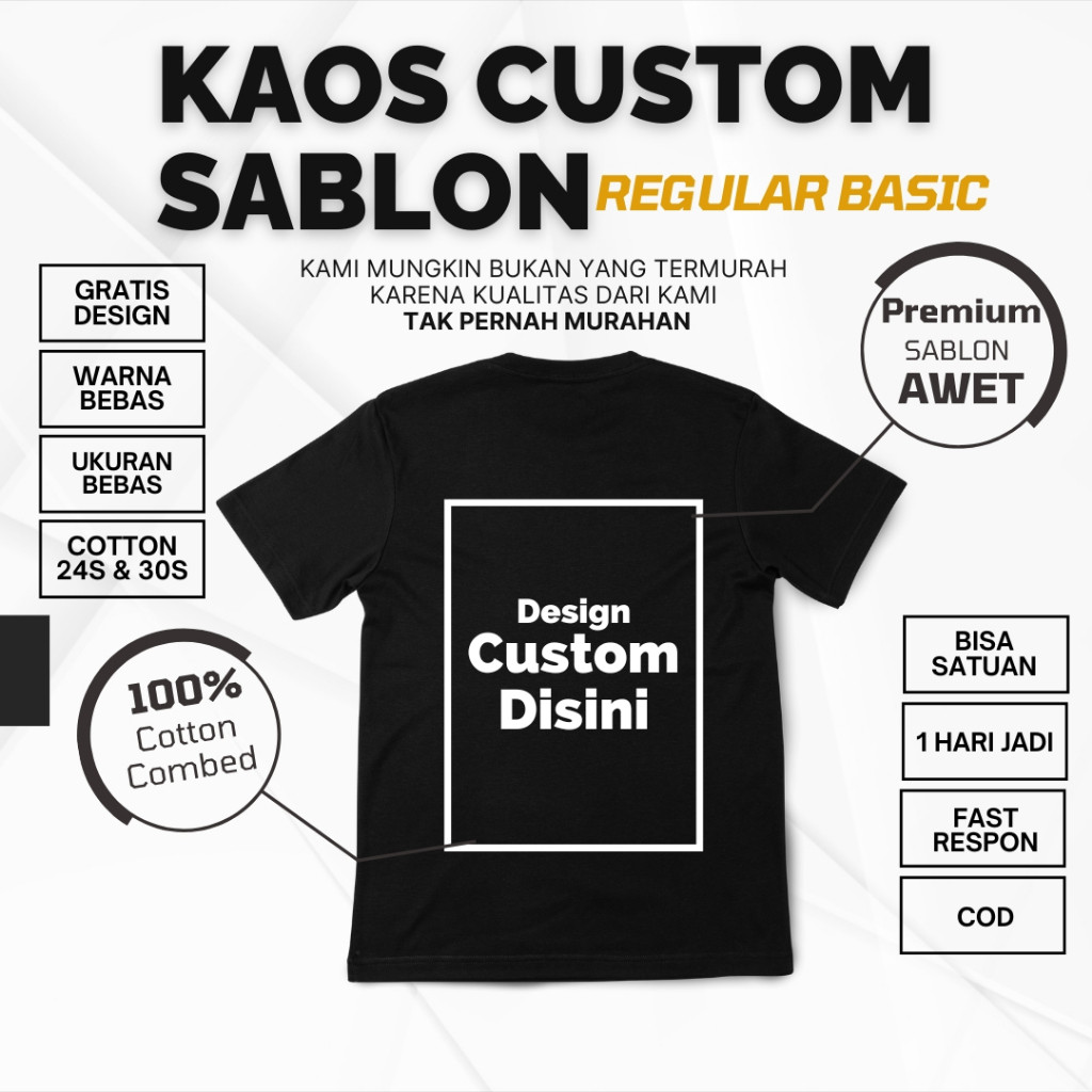 Jual REGULAR - Kaos Custom Sablon DTF PLASTISOL, RTF (Rubber To Film ...