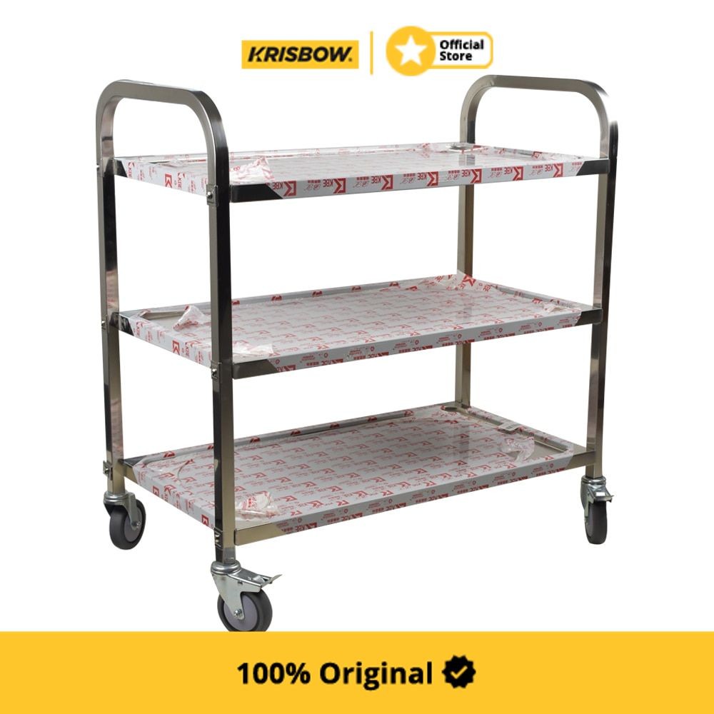 Jual Krisbow Rak Troli Cart Stainless Steel 90X45.5X85.5 cm | Shopee ...
