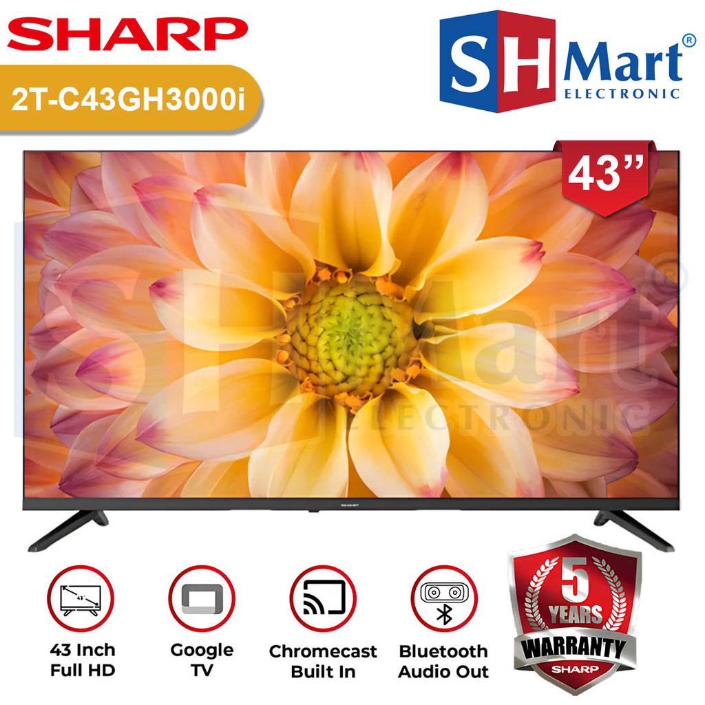 Jual TV SHARP 43 INCH 2T-C43GH3000i / 43GH3000I FULL HD GOOGLE TV FRAMELESS GARANSI RESMI ...