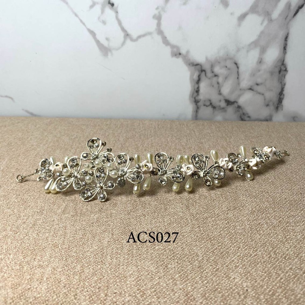 Jual Aksesoris Pengantin Wanita Headpiece Mutiara Silver Motif Kupu ...