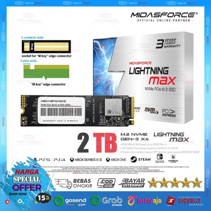 Jual SSD NVMe M.2 Midasforce Lightning Max - SSD Nvme M2 2280 2280 PCIe ...