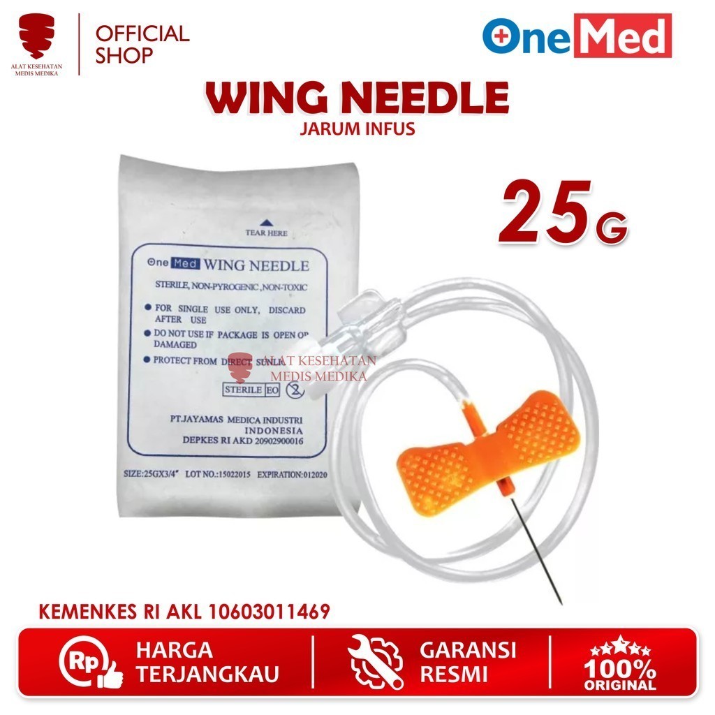 Jual Onemed Needle Wing 25G Jarum Infus Infusion Set Kupu 25 G Sterile Box Medis | Shopee Indonesia