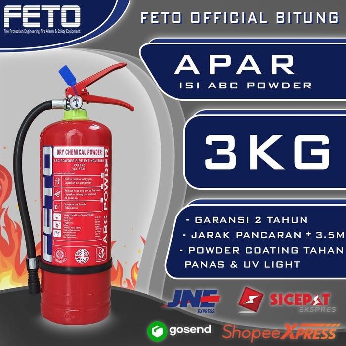 Jual APAR / ALAT PEMADAM KEBAKARAN ABC POWDER KAP. 3KG MERK FETO | Shopee Indonesia