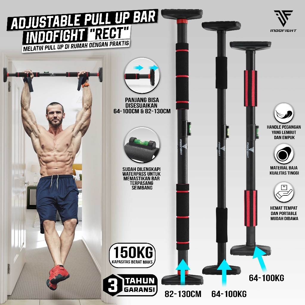 Jual Adjustable Pull Up Bar Indofight 64-100cm Pullup Bar Pintu Alat ...