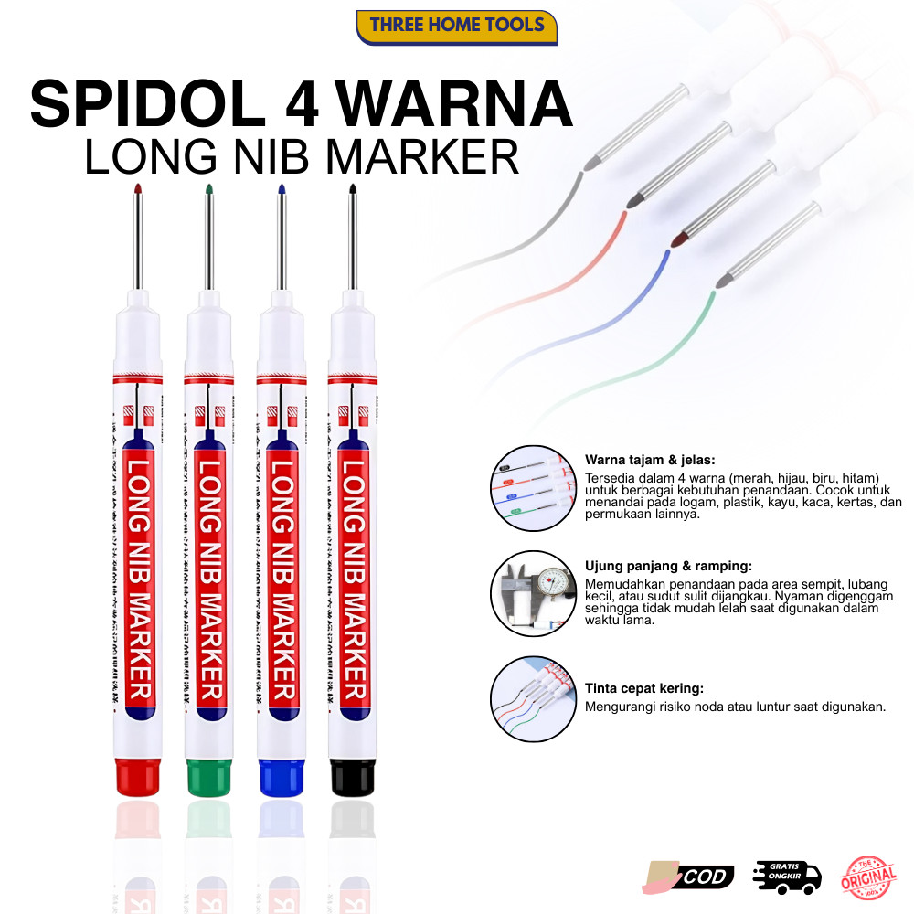 Jual Paket Spidol 4pcs Random Spidol Tukang Penanda Long Nib Marker ...