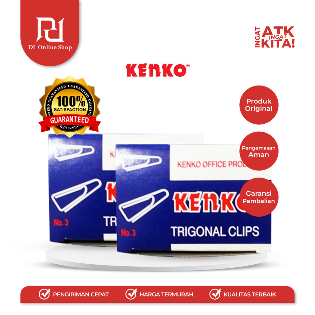 Jual KENKO KLIP KERTAS SEGITIGA/ TRIGONAL PAPER CLIP NO.3 (1PACK/ 10DUS ...