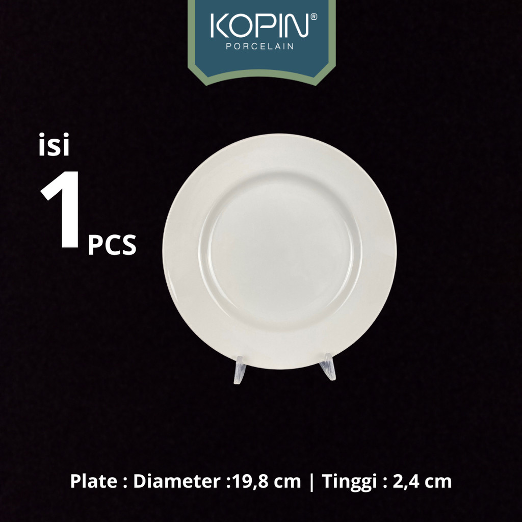 Jual Piring Makan Sedang Keramik Porcelain Putih Polos Diameter 19,8 CM ...