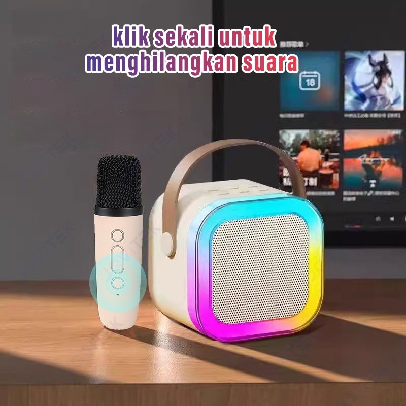 Jual Karaoke Set Speaker Wireless Bluetooth 2 Mic 1 Set Mini Portabel ...