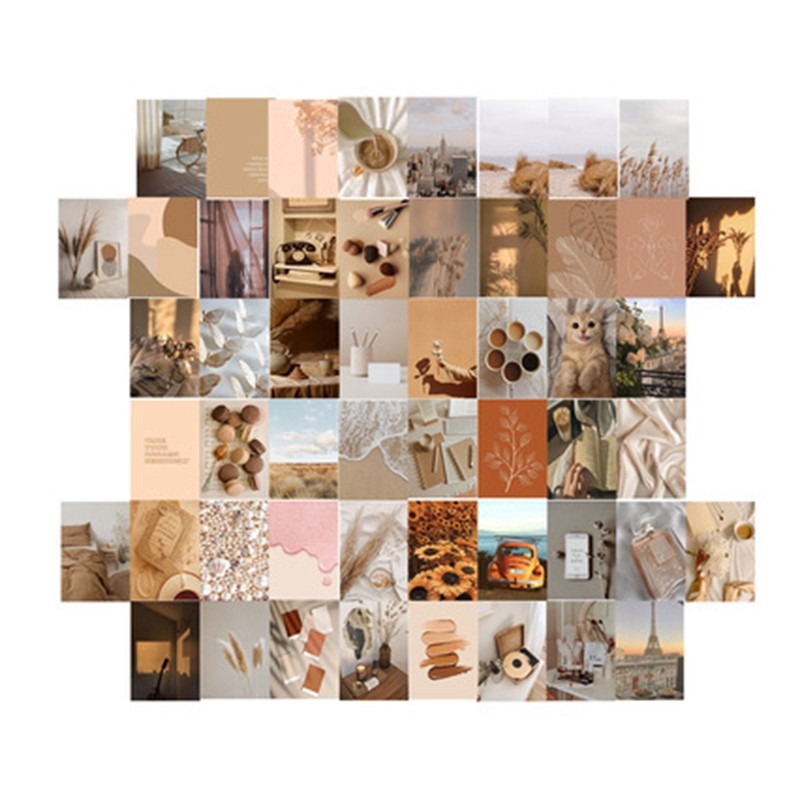 Jual 50Pcs Beige Aesthetic Picture For Wall Collage, 4X6 Inch Boho ...