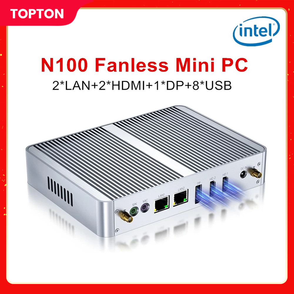 Jual Topton M4 Fanless Mini PC Intel N100 Windows 11 3xStorage 3x4K ...