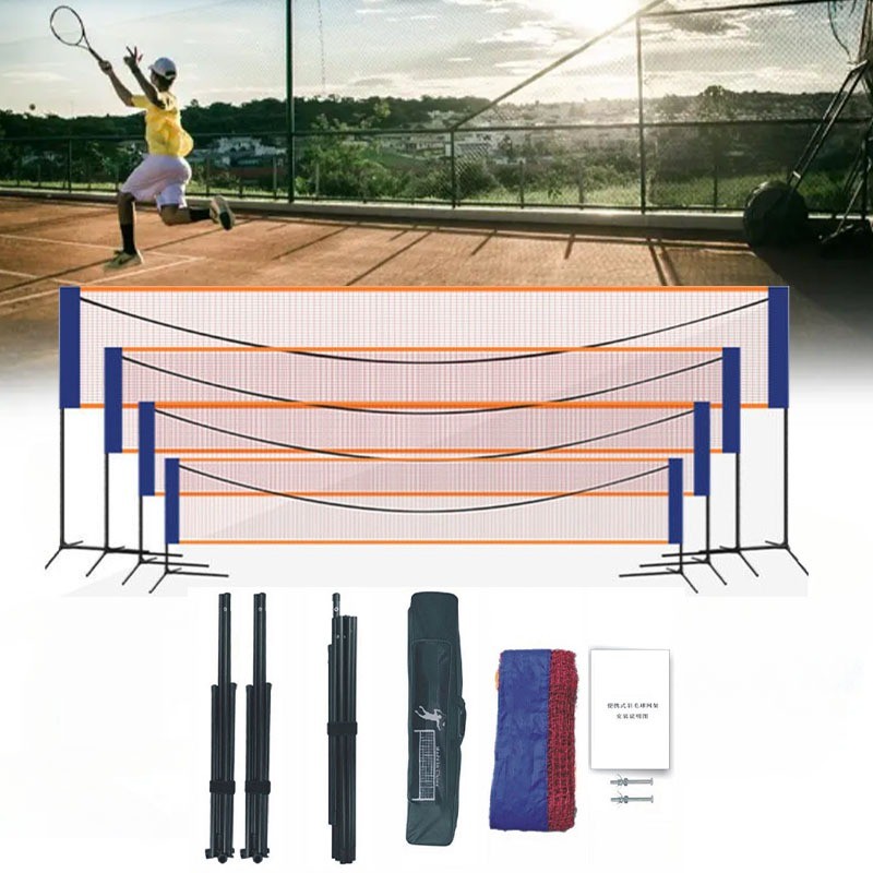 Jual 5.1/6.1M Adjustable Height Breadth Badminton Net Rack Set Foldable ...
