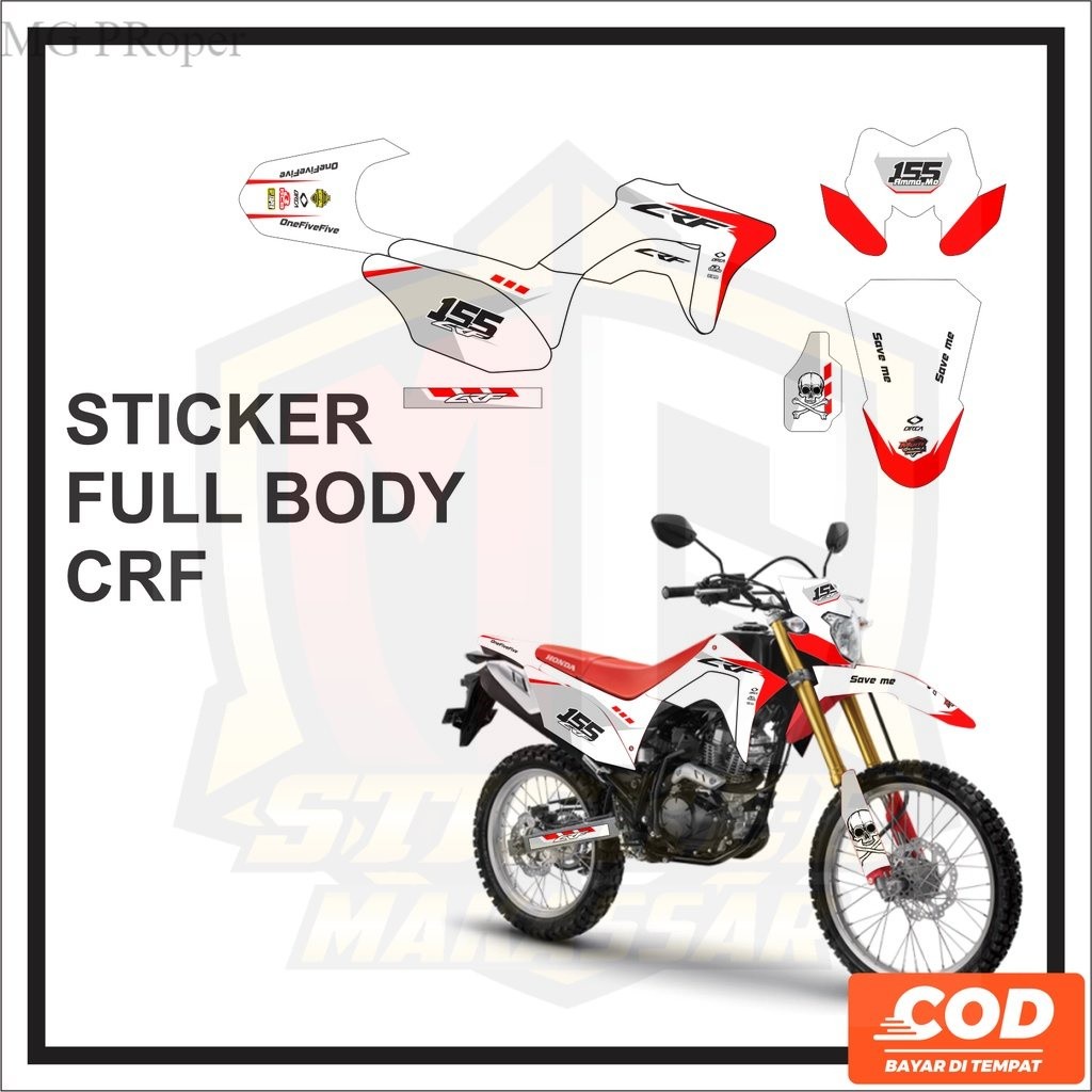 Jual Striping Decal Stiker HONDA CRF 150 L 150l Full Body CRF Motif Racing Putih Merah Keren ...