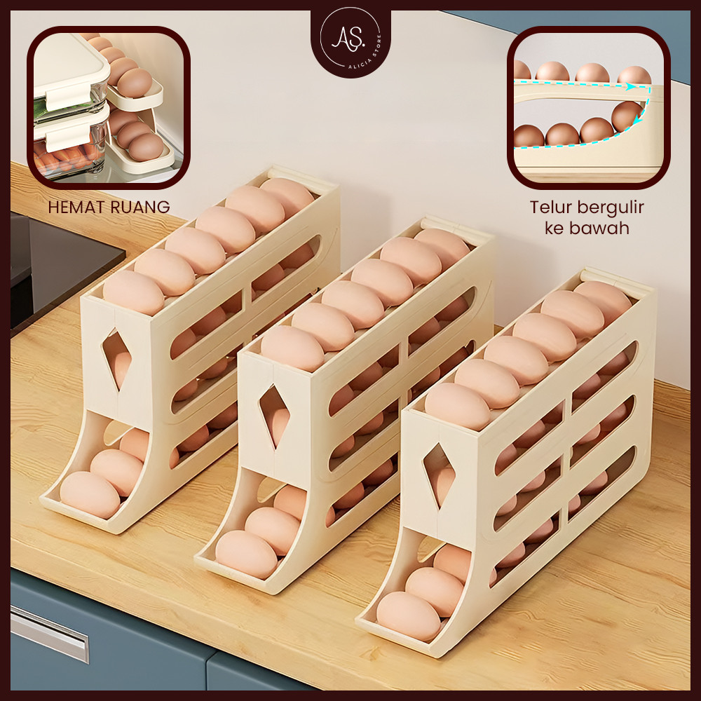 Jual AS Rak Penyimpanan Telur Praktis 4 Tingkat Box Telur Minimalis ...