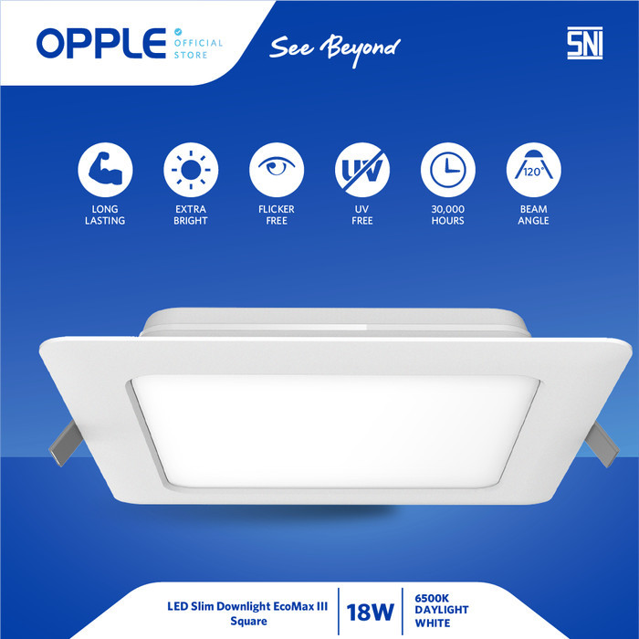 Jual OPPLE Lampu Downlight LED Square Slim EcoMax III HPF 18W | Shopee Indonesia
