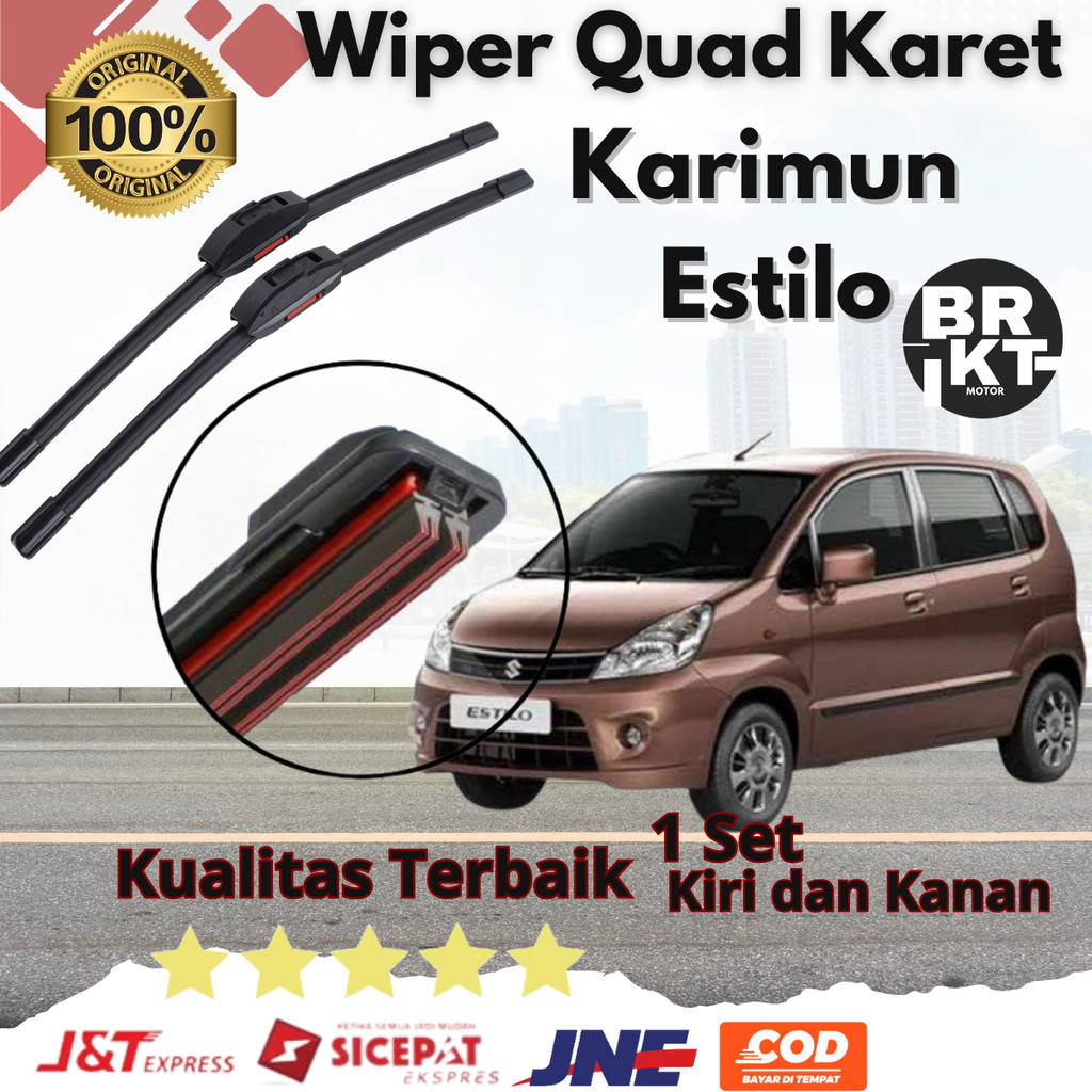 Jual Wiper Quad Karet 4 karet Mobil Frameless Suzuki Karimun Estilo Sepasang 2 PCS Kiri dan ...