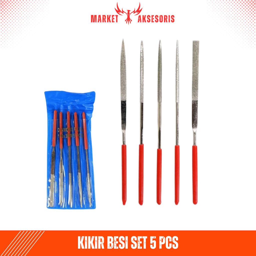 Jual MARKET AKSESORIS Kikir Besi File Set 5Pcs Paket Kikir Serbaguna 5 ...