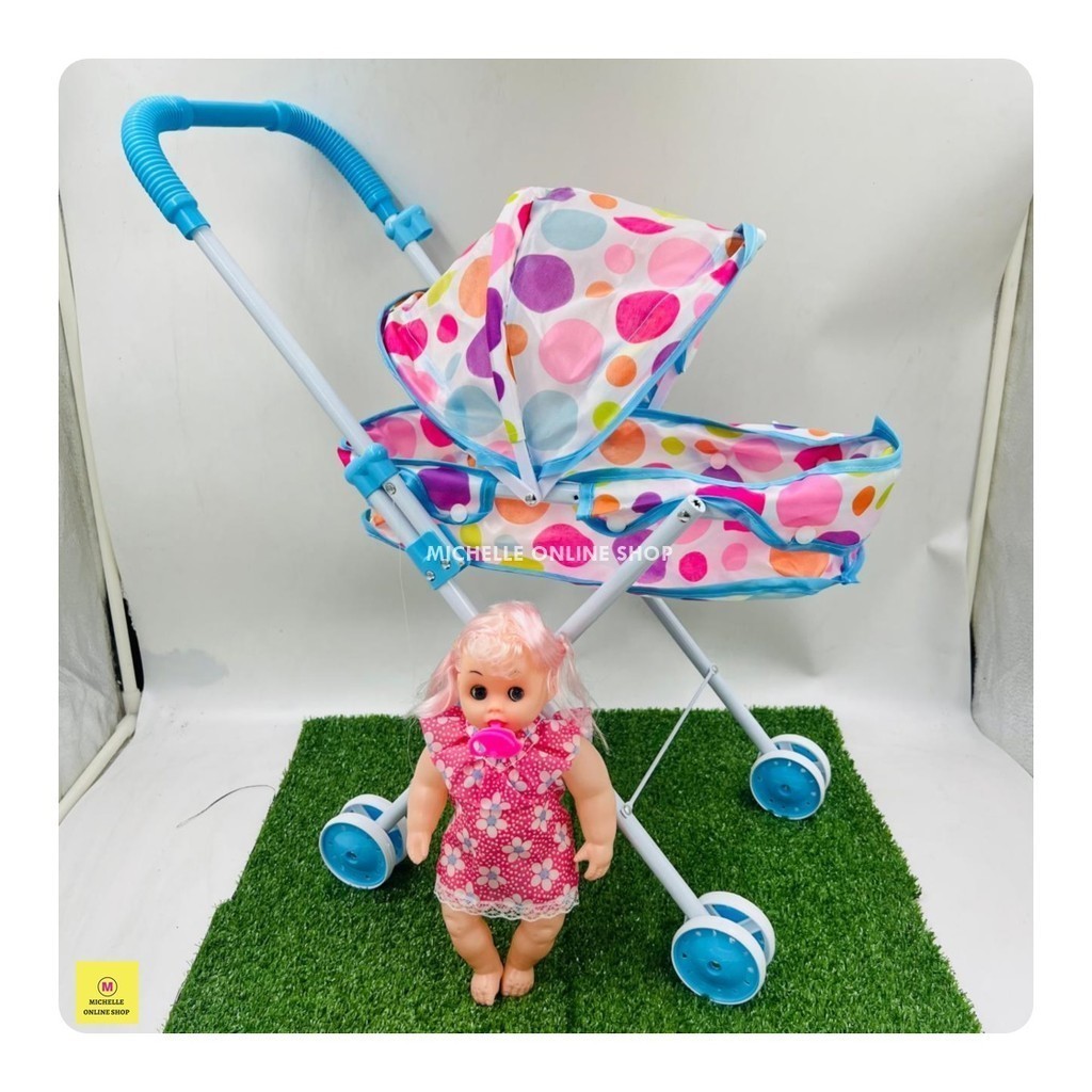 Jual NEW MAINAN ANAK PEREMPUAN DORONGAN BONEKA BAYI BUNYI / STROLLER ...