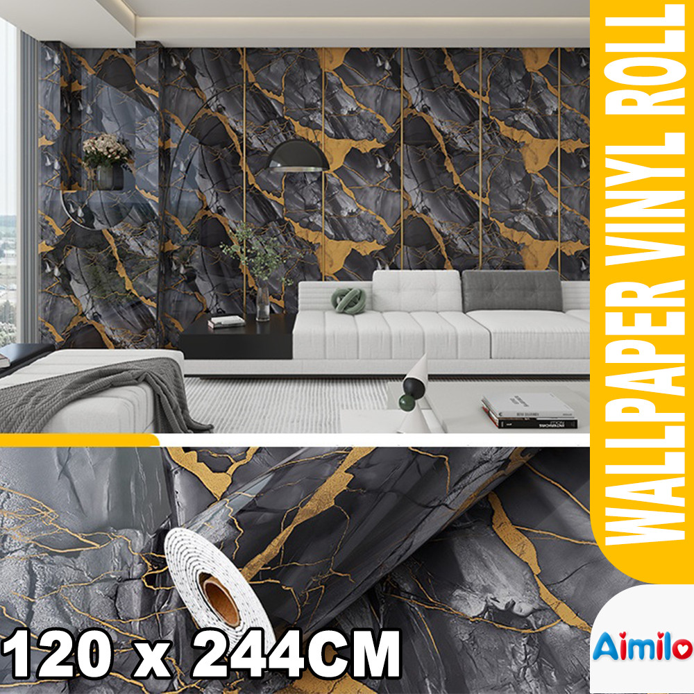 Jual KL23EQ Wallpaper Dinding Motif Vinyl Marble Foam Roll Sticker ...