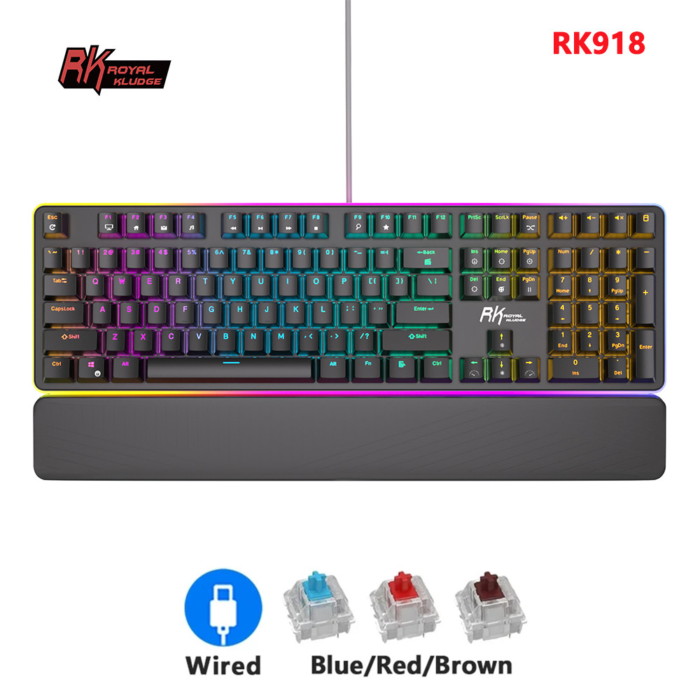 Jual RK ROYAL KLUDGE RK918 Wired Mechanical Keyboard 108 Keys 100% RGB ...