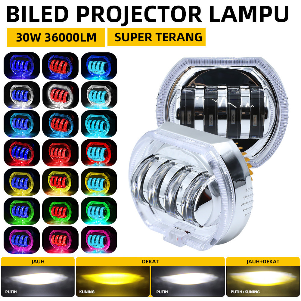 Jual Lampu Biled Tembak LED Projie Biled + Shroud 4.5inc 8D 4 Lensa ...