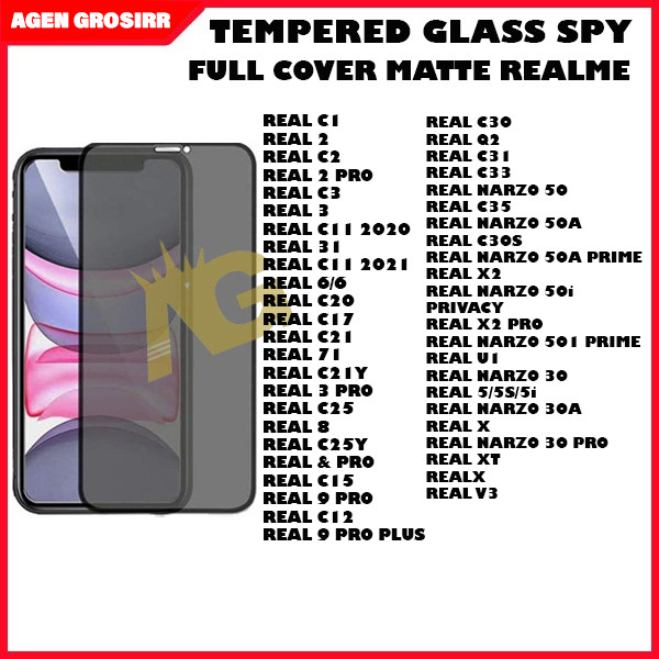 Jual TEMPERED GLASS SPY REALME C1 C2 C3 C11 2021 C21 C25 C15 C30 C33 C30S X2 PRO -5/5S/5 XT C11 ...