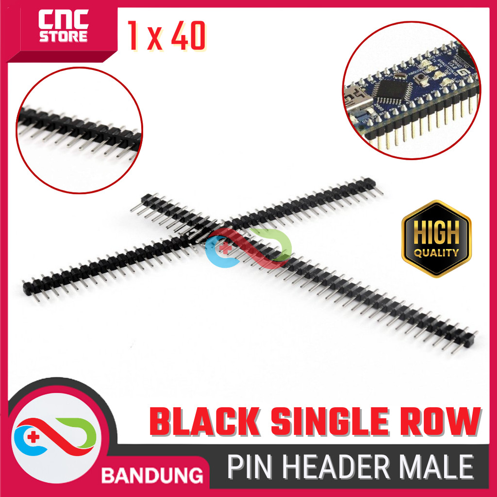 Jual PIN HEADER MALE STRIP SINGLE ROW 1X40 2.54MM BLACK HITAM FOR ARDUINO MINI NANO | Shopee ...