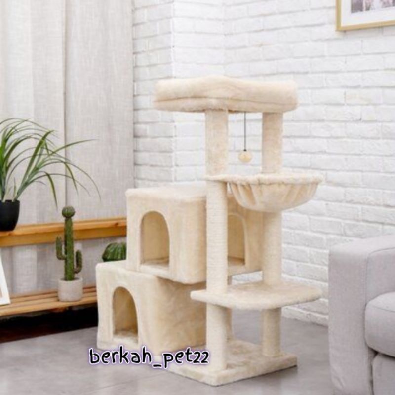 Jual Cat tree house rumah kucing 2 tingkat kombiasi hamock 2susun ...