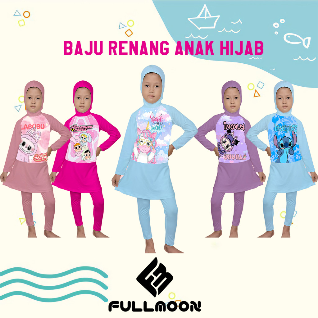 Jual JATNIKA STORE FULLMOON BAJU RENANG ANAK MUSLIM HIJAB KERUDUNG ...