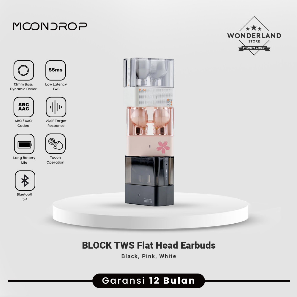 Jual Moondrop Block TWS Bluetooth Flat Head Semi in Ear Earbuds ...