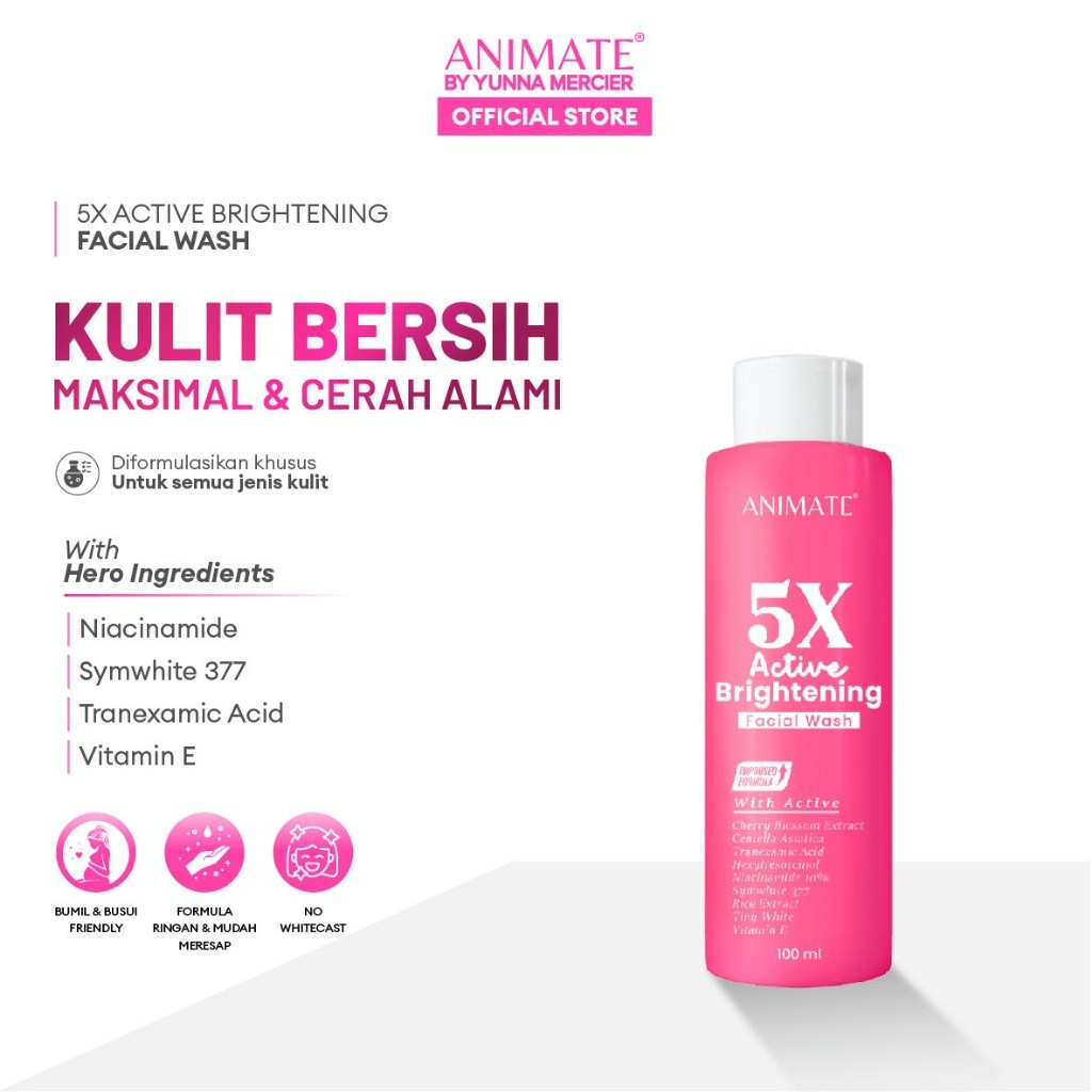 Jual ANIMATE 5X ACTIVE BRIGHTENING FACIAL WASH 100ML | Shopee Indonesia