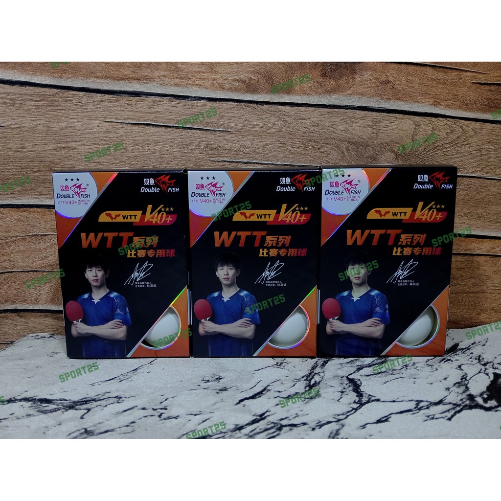 Jual Bola Pingpong Double Fish WTT 3 Star V40+ isi 6 ORIGINAL | Shopee Indonesia
