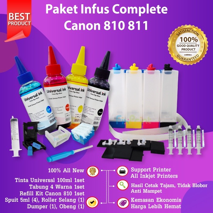 Jual FixPrint Paket Tinta Infus Printer iP2770 MG2570s TS307 810 811 ...