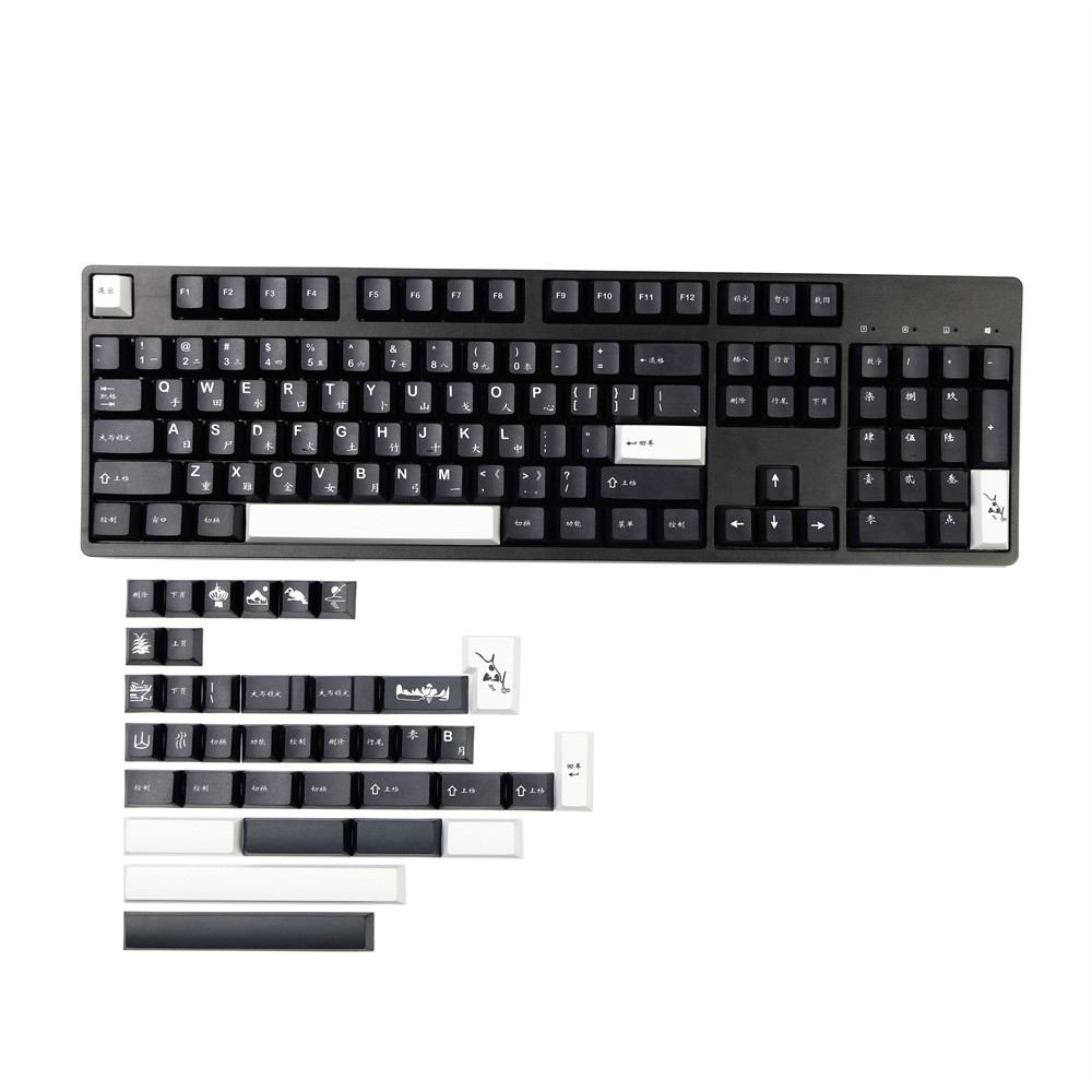 Jual GMK Shanshui Keycap 142 Keys Full Sets Black Cherry Profile DYE ...