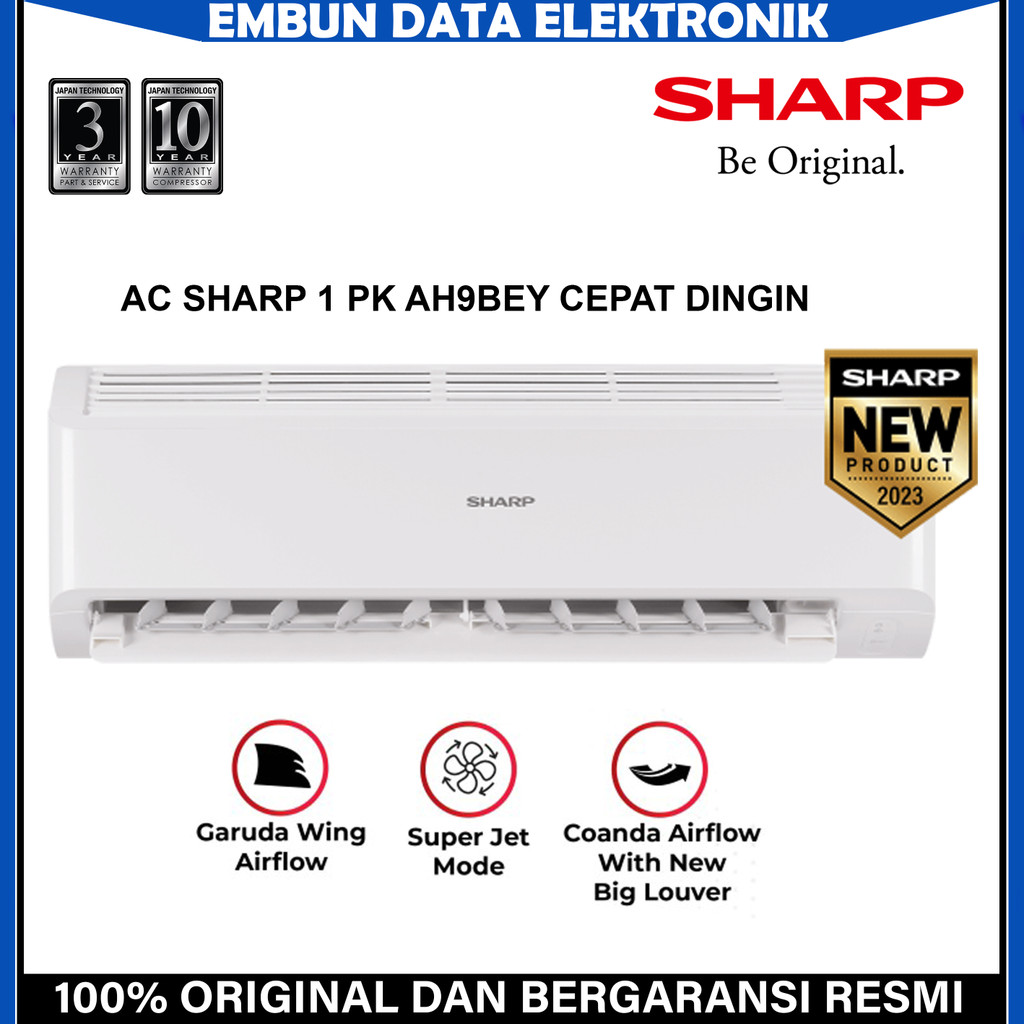 Jual AC SHARP 1 PK R32 AH-A9BEY Cepat Dingin Garansi Resmi 10 Tahun | Shopee Indonesia