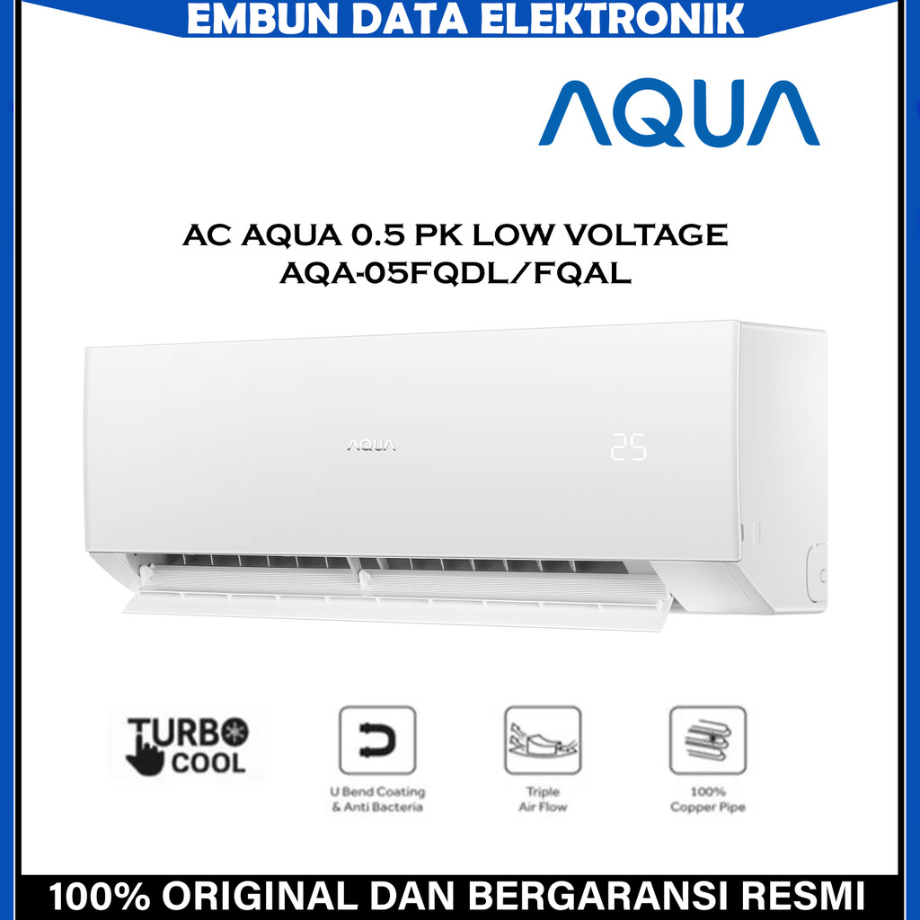 Jual AC AQUA 1/2 PK R32 AQA-KCR5FQAL/KCRFQDL Low Voltage Garansi Resmi 10 Tahun | Shopee Indonesia