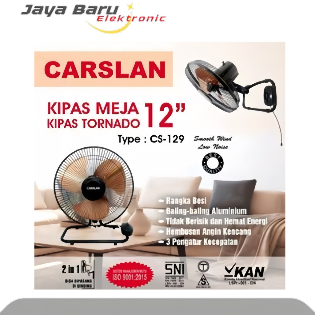Jual CARSLAN 12 inch Kipas Angin Tornado 2in1 Meja Dan Dinding CS-129 ...